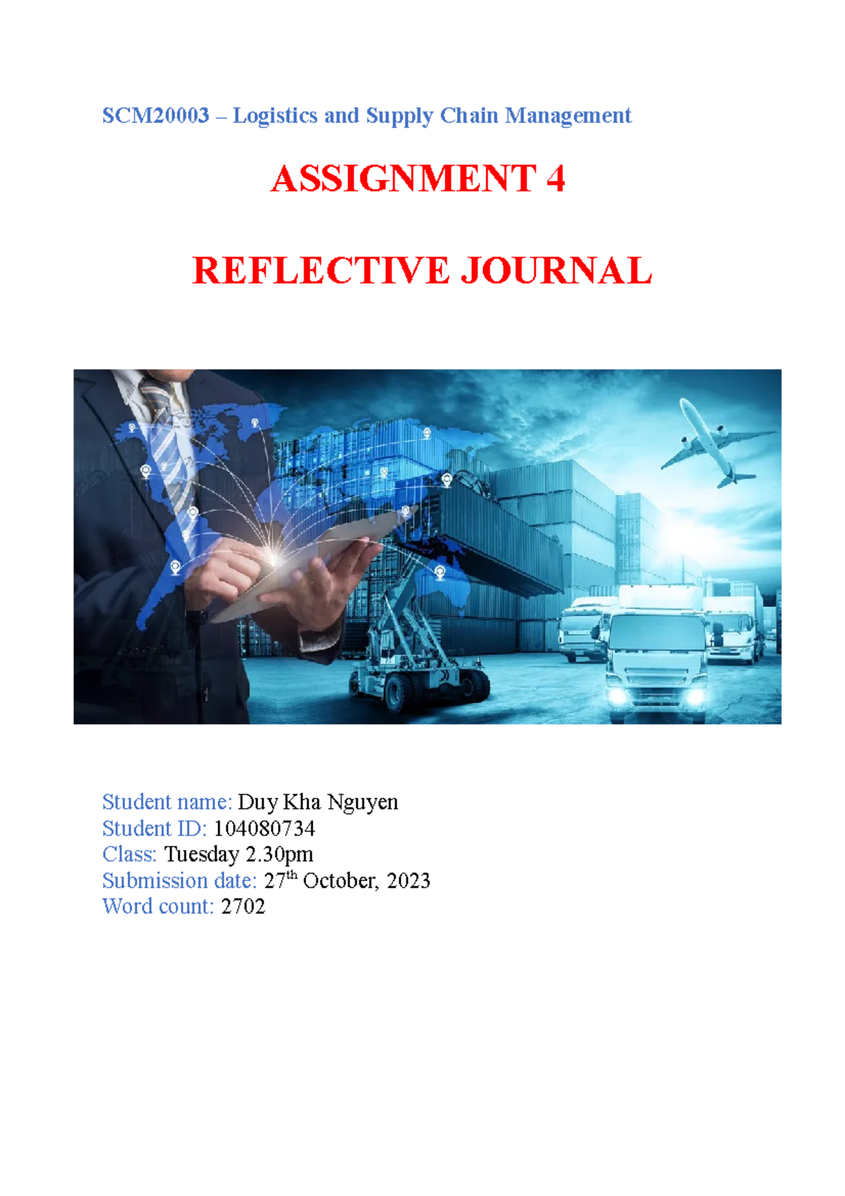 SCM2000 3 - ASM4 - SCM20003 – Logistics and Supply Chain Management ...