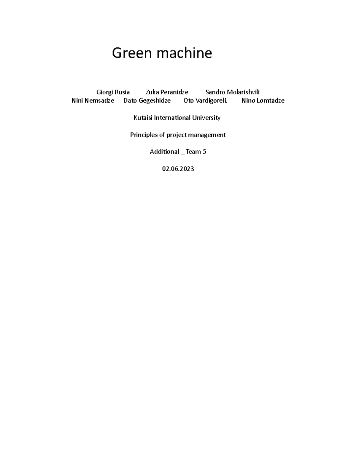 Green-machine - project full progress report - Green machine Giorgi ...