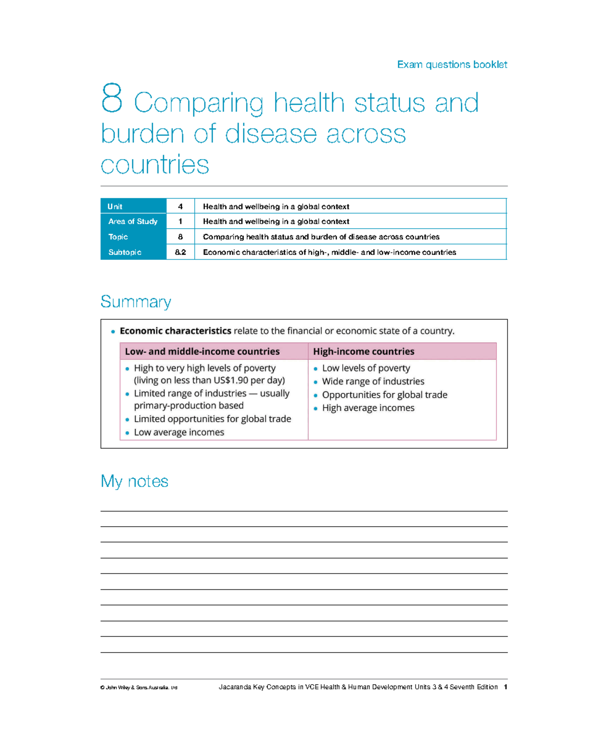 Chapter 8 Jacplus revision booklet - Exam questions booklet 8 Comparing ...
