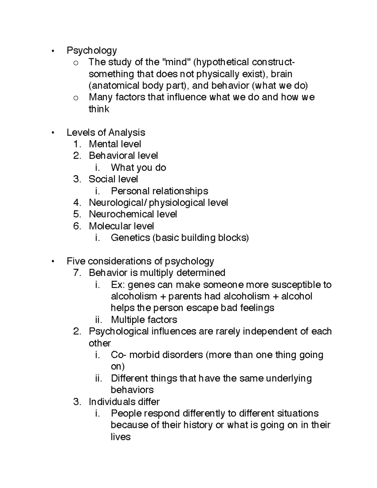 Lecture 2 - PSY2012 - Psychology The study of the "mind" (hypothetical ...