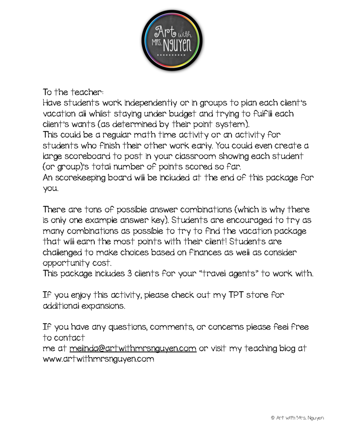Operation Travel Agent Part 1 - To the teacher: Have students work ...