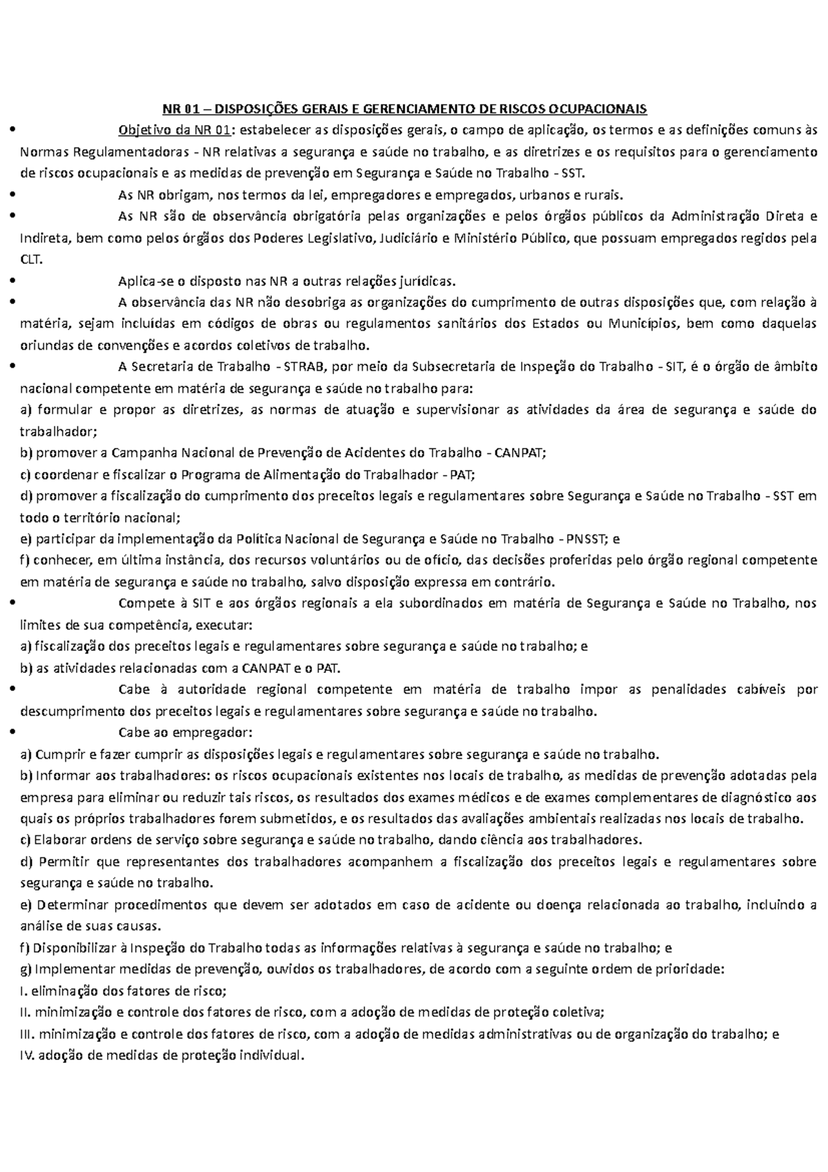 NR 01 - Norma Regulamentadora. - NR 01 – DISPOSIÇÕES GERAIS E ...