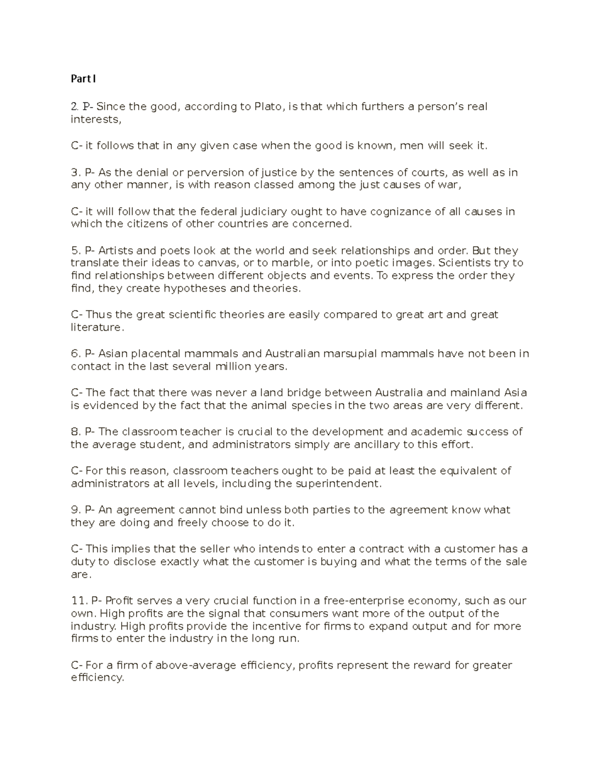 HW 1 - hw from chapter 1 of intro to logic text. - Part I 2. P ...