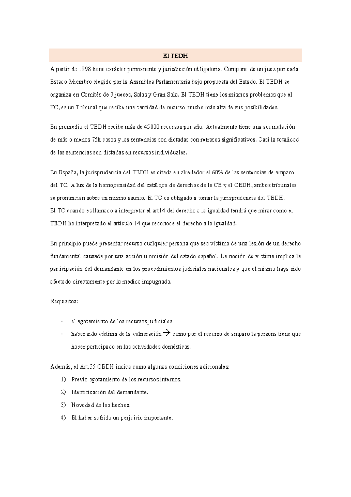 El TEDH - profesor simonelli - El TEDH A partir de 1998 tiene carácter ...