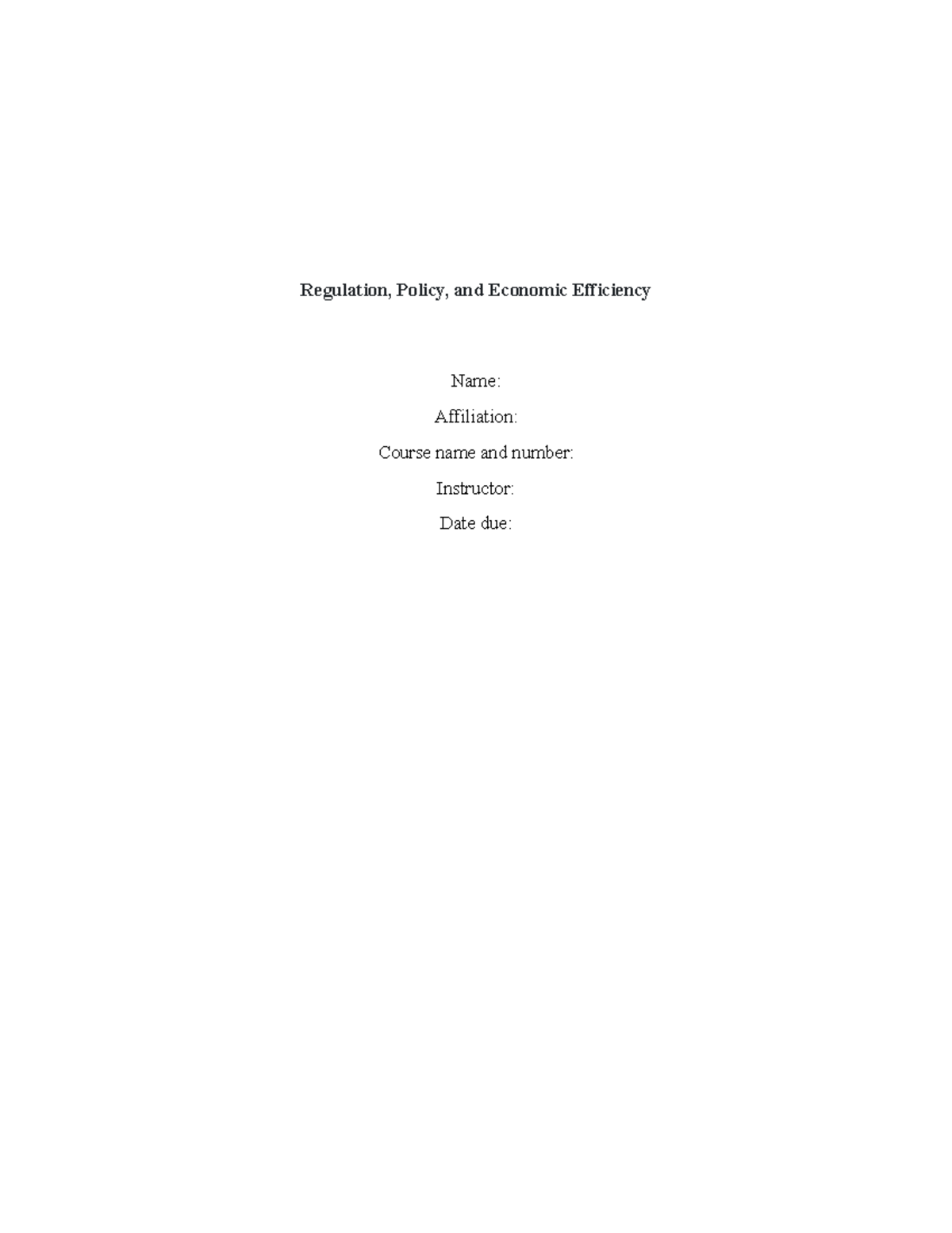 Regulation - a great paper - Regulation, Policy, and Economic ...