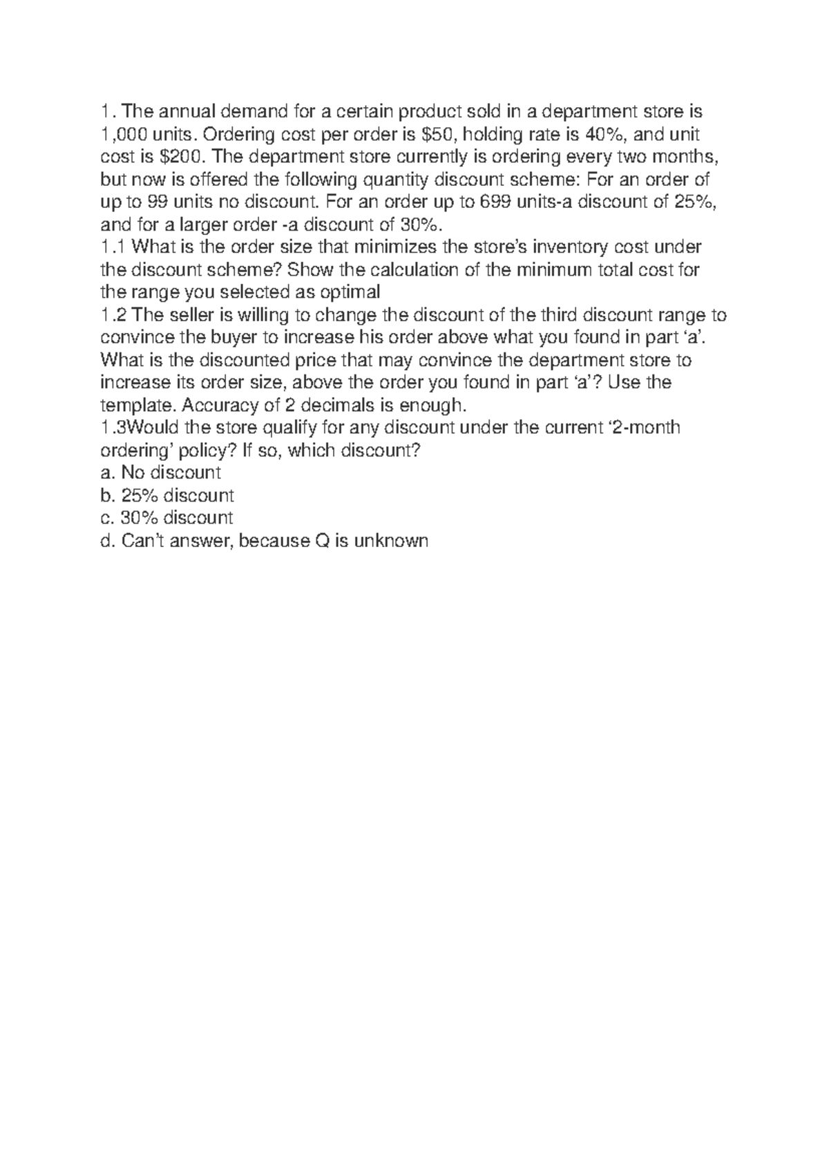 1 - xcxc xcxcx cc - The annual demand for a certain product sold in a ...