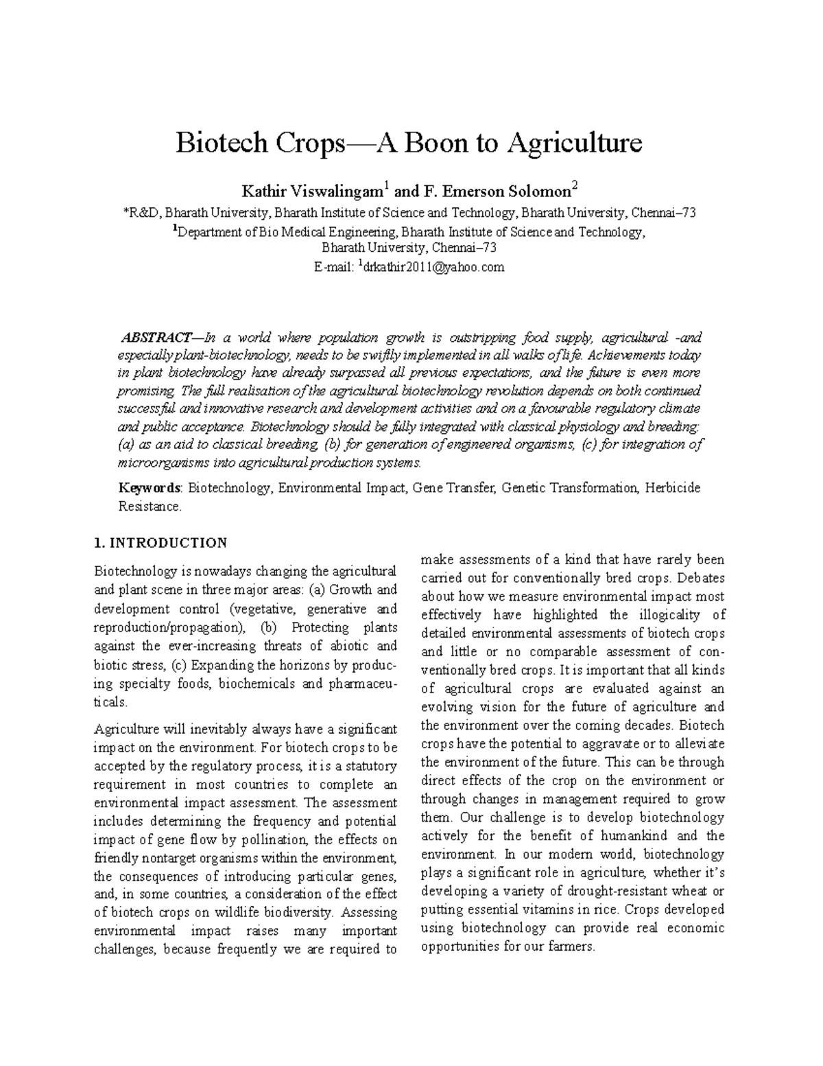 Biotech Crops ABoonto Agriculture - Biotech Crops—A Boon to Agriculture ...