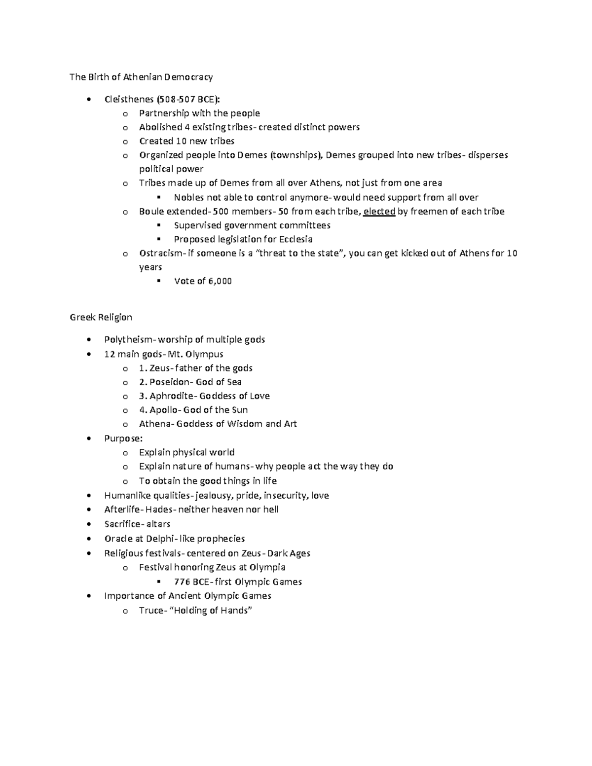 Hist 105 notes 4 pdf - Prof. Scott Hileman - The Birth of Athenian ...