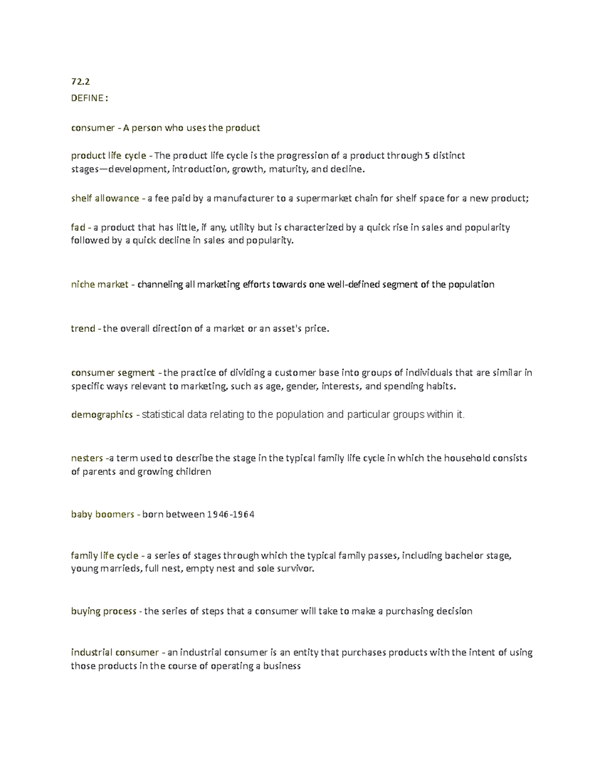 The Consumer Worksheets (chpt 2) - DEFINE : consumer - A person who ...