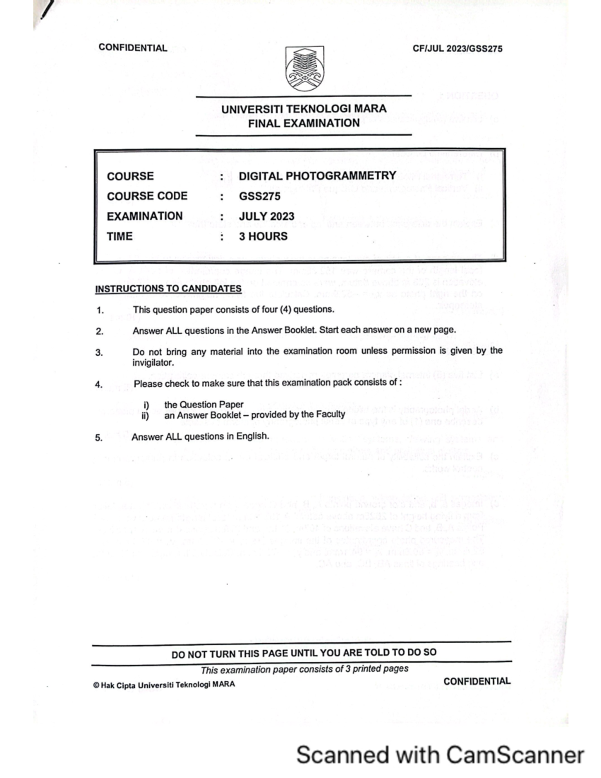 Final paper question for year 2023 - Photogrammetry - Studocu