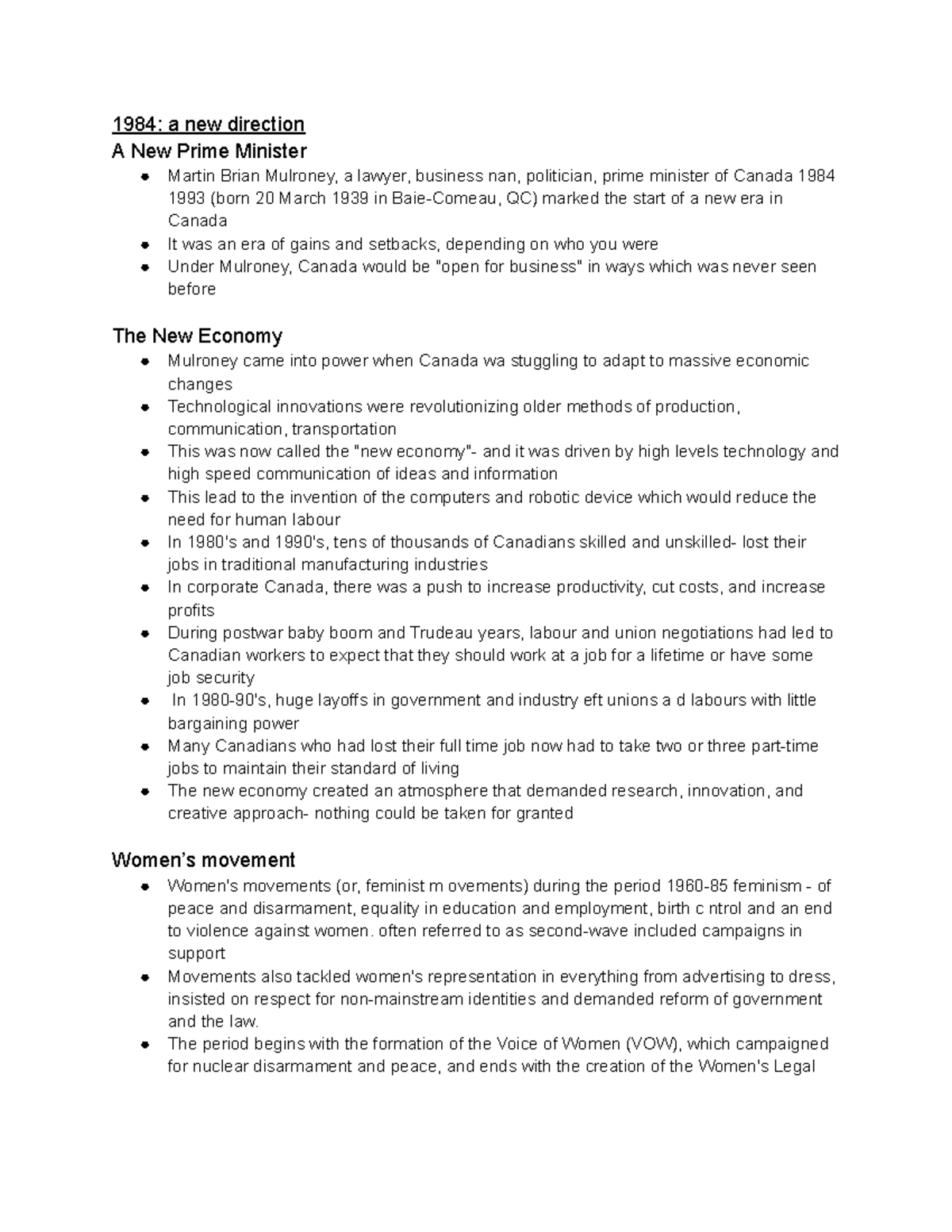 History unit 4 - hhh - 1984: a new direction A New Prime Minister ...