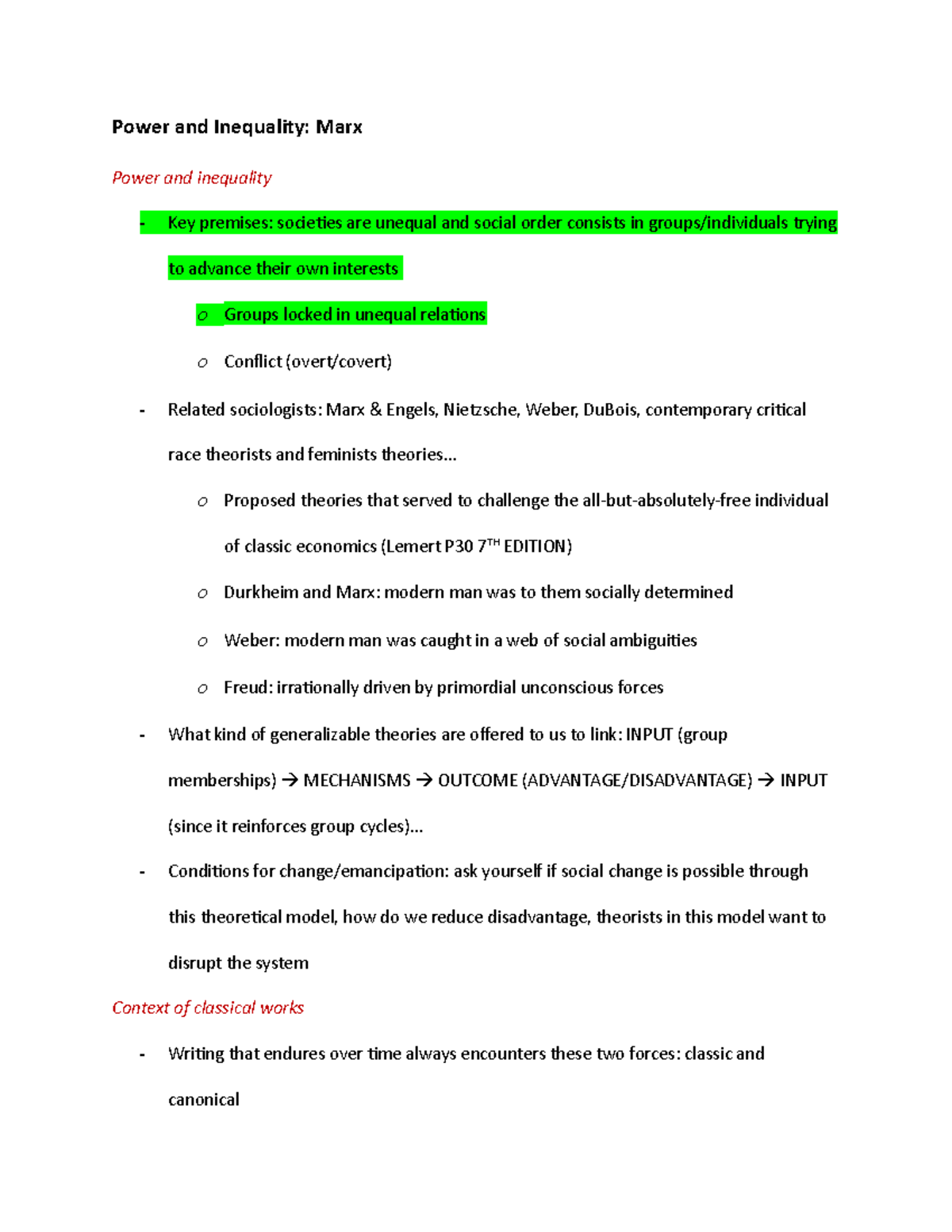 Week 2 - MARX - MARX - Power and Inequality: Marx Power and inequality ...