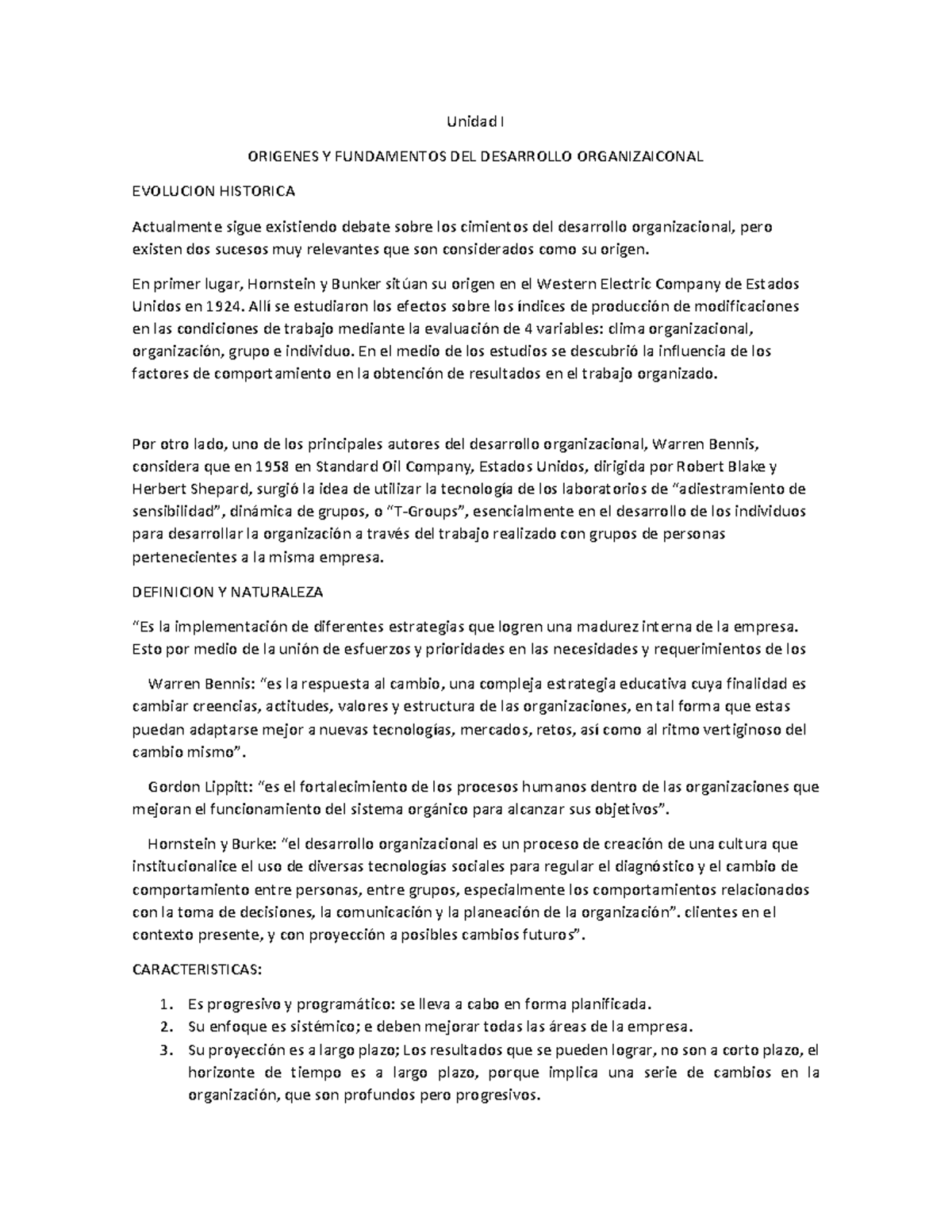 Unidad 1 Origenes Desarrollo Organizacional - Unidad I ORIGENES Y ...