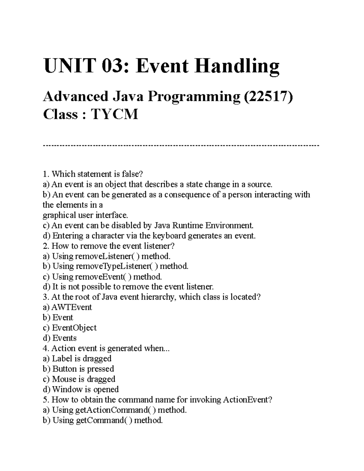 Unit 03 Assignment 1 Bejejsisknsd Unit 03 Event Handling