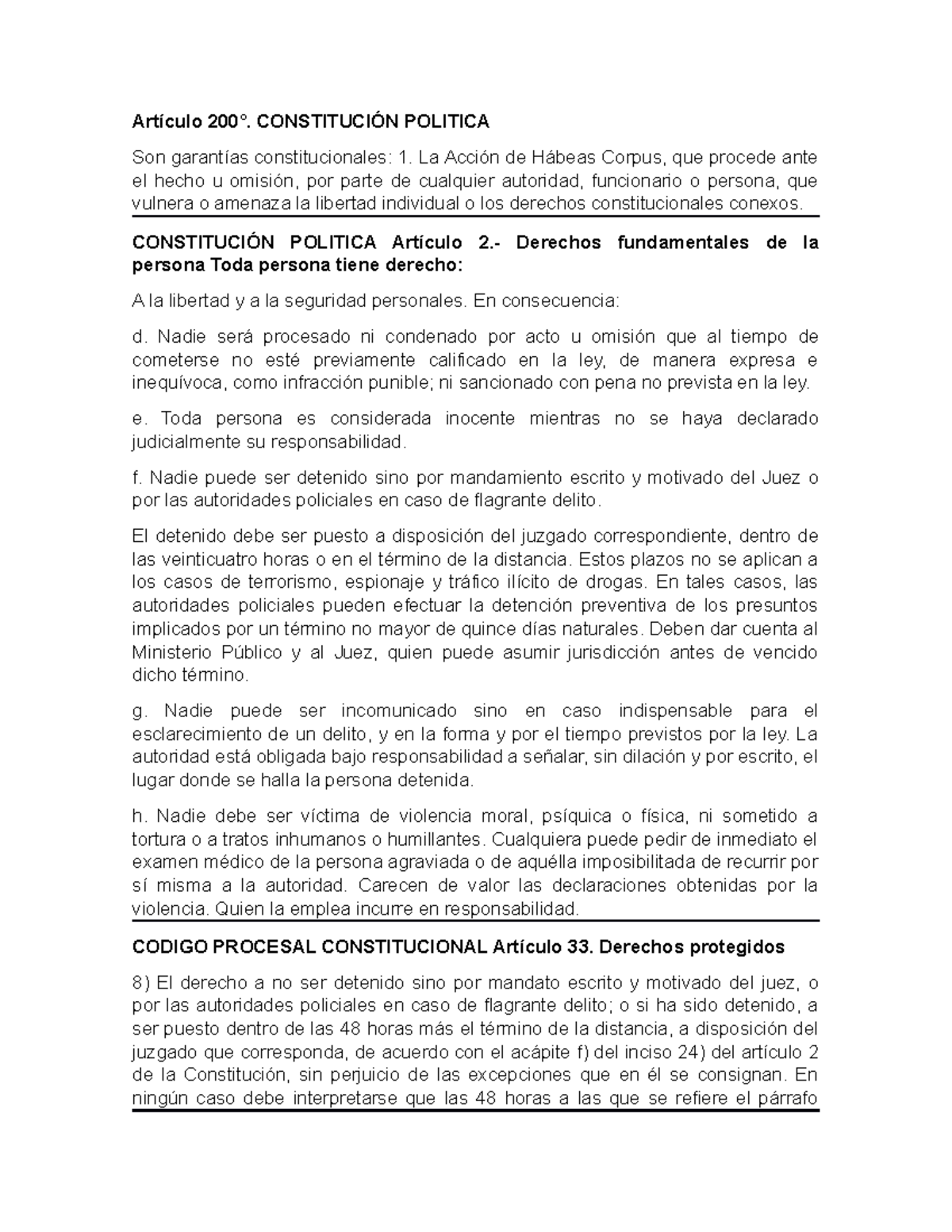 Articulos T2 Procesal Consti - Artículo 200°. CONSTITUCIÓN POLITICA Son ...