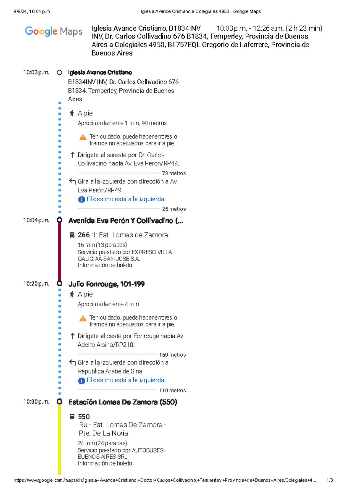 Laferrere - mnmnmnmn - 10:03 p. Iglesia Avance Cristiano B1834INV INV ...