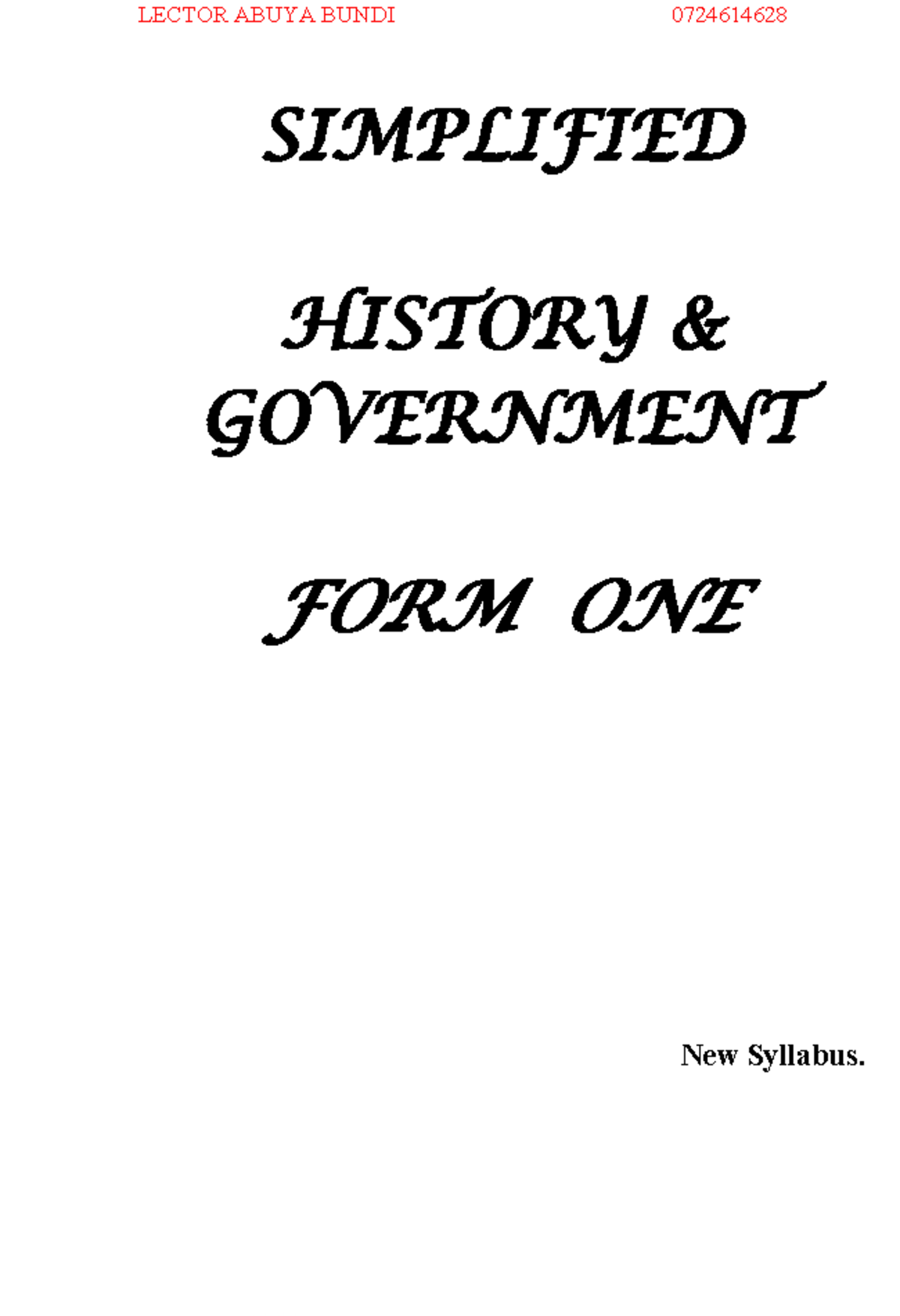 History FORM 1 Notes 1 - Good - LECTOR ABUYA BUNDI 0724614628 ...