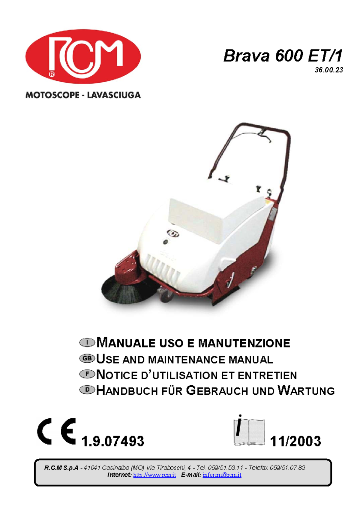 Brava 600 et1 - Brava 600 ET/ 36. M ANUALE USO E MANUTENZIONE USE AND ...