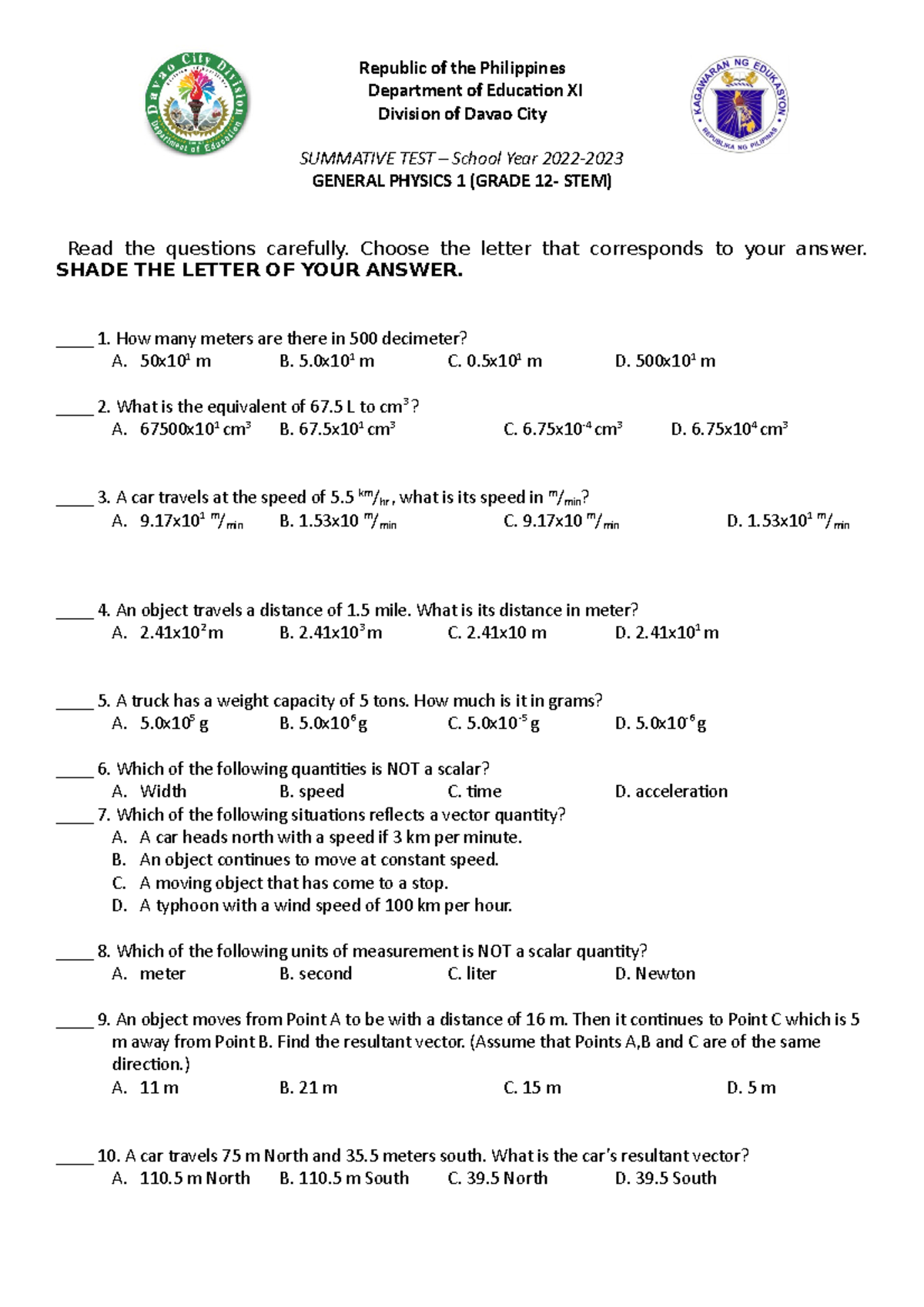 Genral-physics-1 - n/a - Republic of the Philippines Department of ...