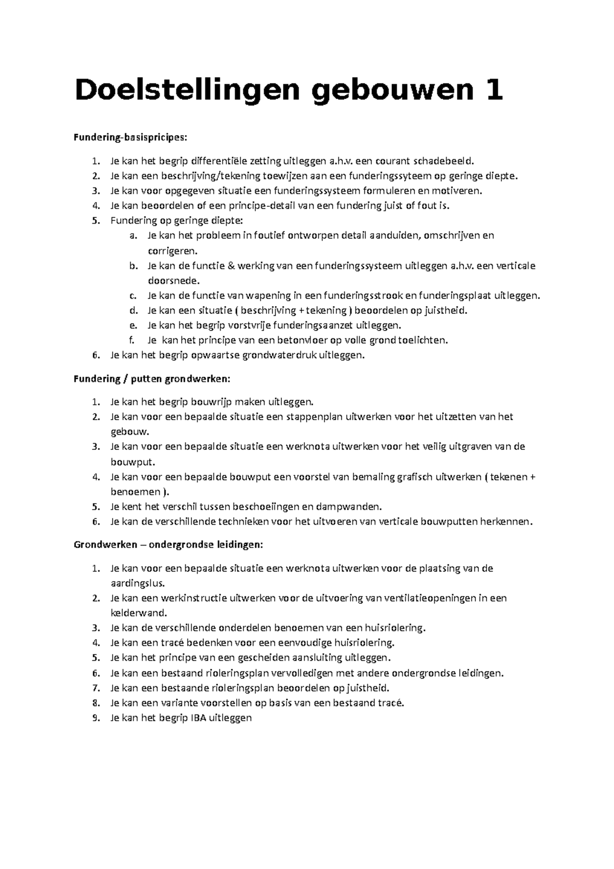 Doelstellingen gebouwen 1 - Je kan het begrip differentiële zetting ...