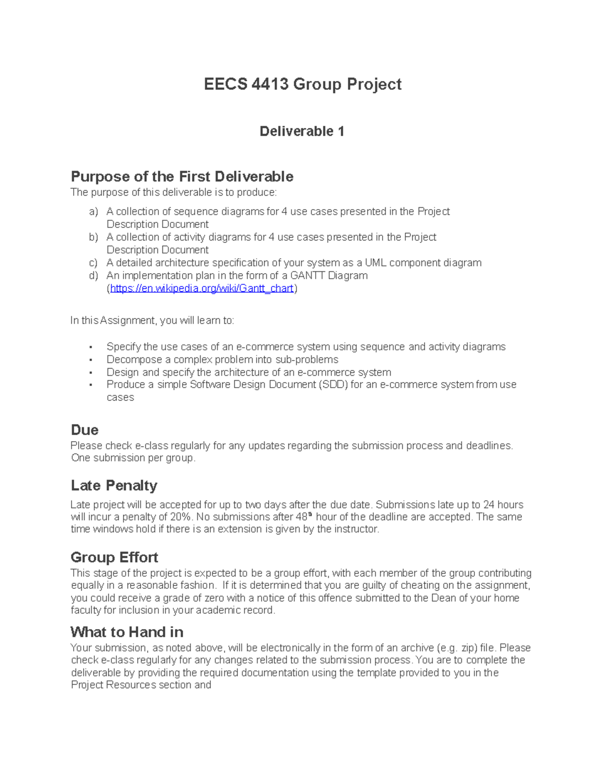 EECS4413-Project-A1-Instructions - EECS 4413 Group Project Deliverable 1 Purpose of the First ...