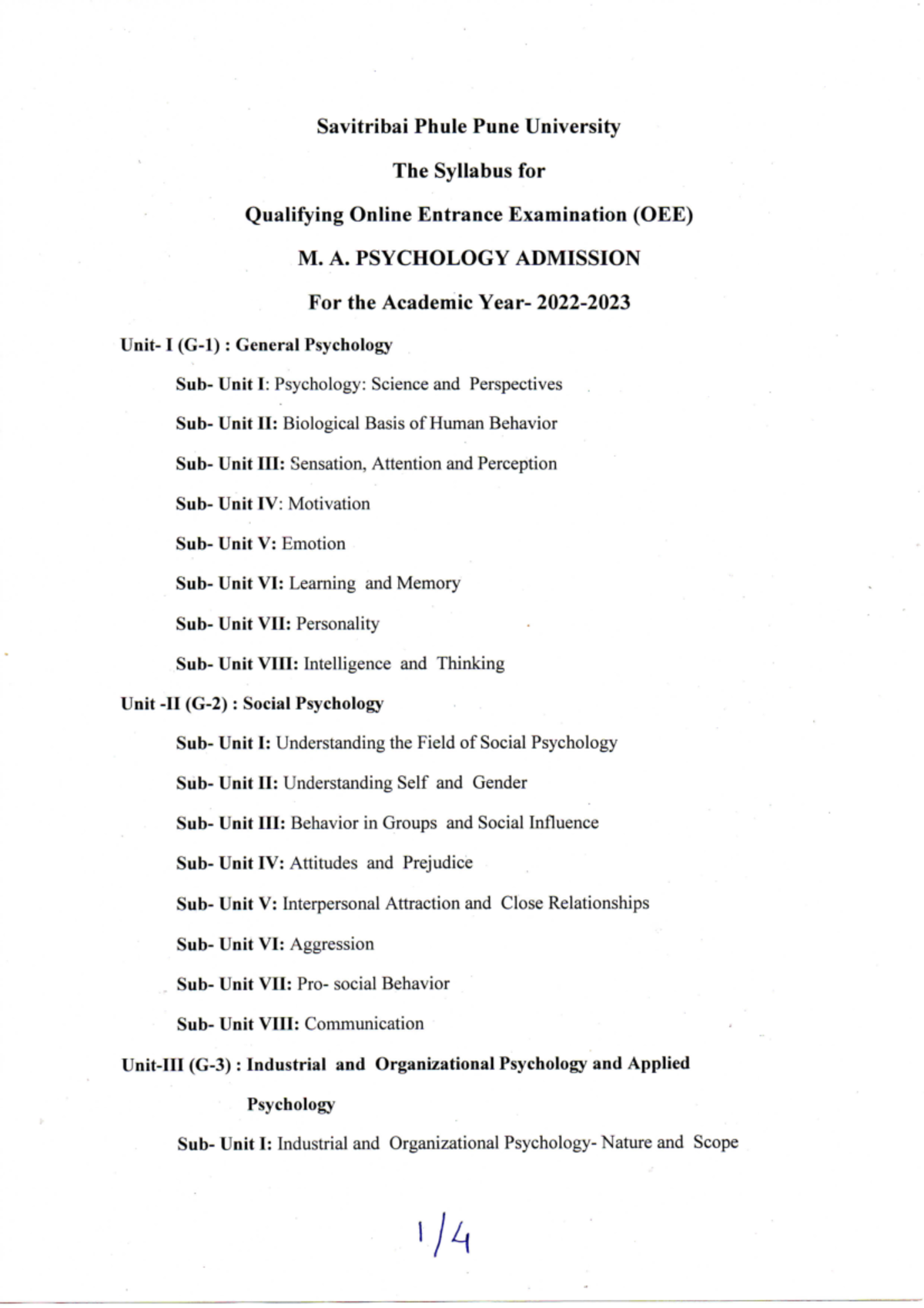 M.A. Psychology Syllabus 2023 06072022 - Studocu