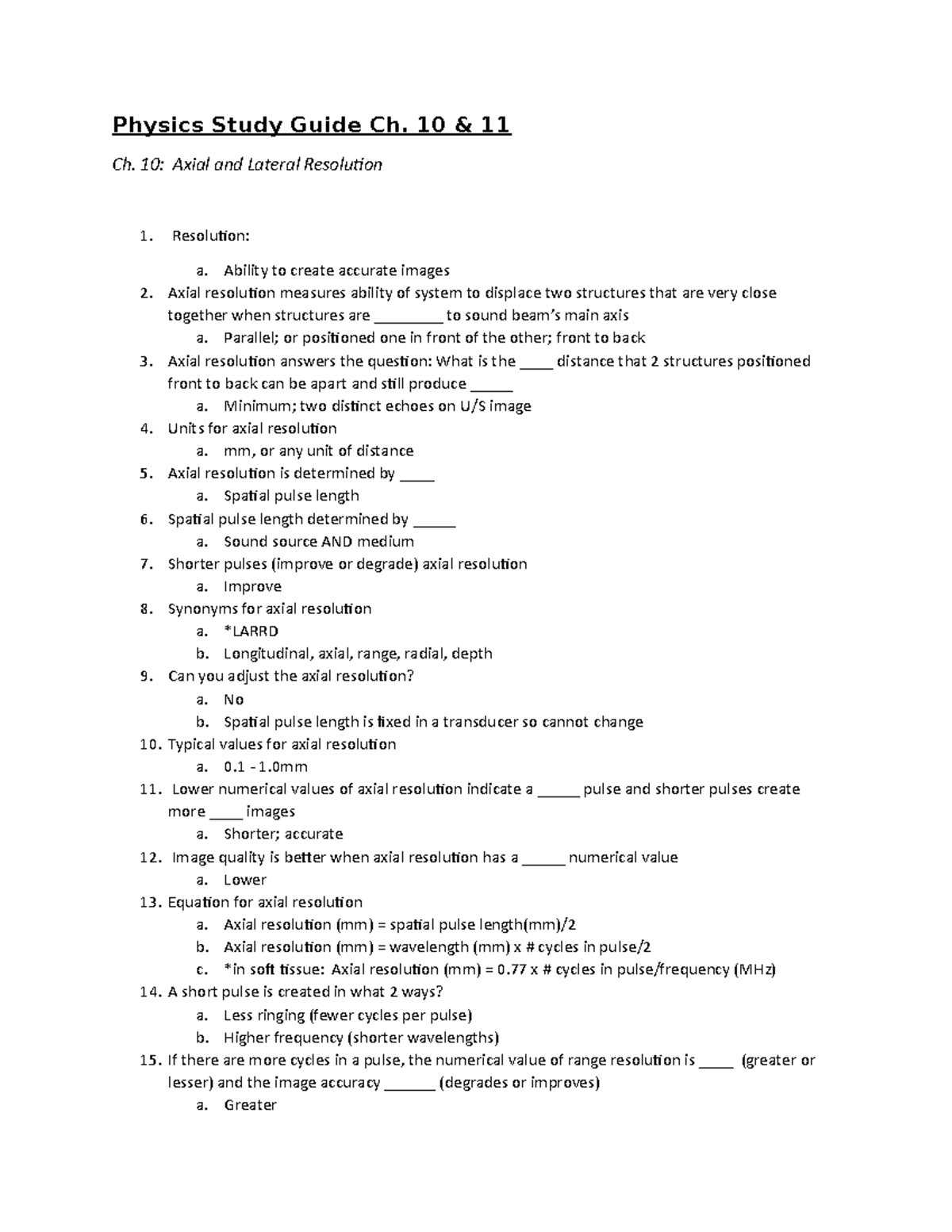 Physics Final Exam Study Guide - Ch. 10 & 11 - Physics Study Guide Ch ...