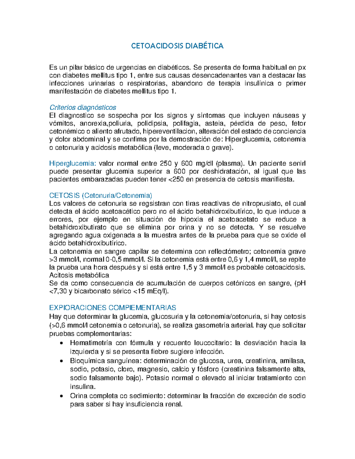 CAD - CETOACIDOSIS DIABÉTICA Es un pilar básico de urgencias en ...