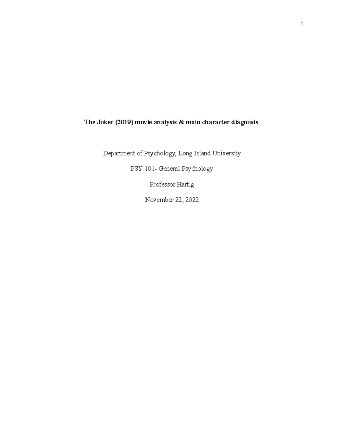 Psychology Movie Assignment - The Joker (2019) movie analysis & main ...