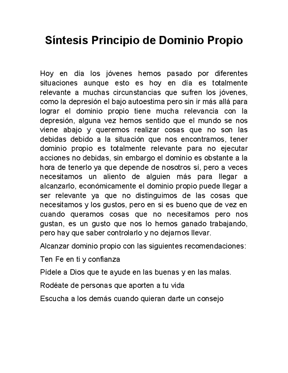 Síntesis Principio de Dominio Propio - Alcanzar dominio propio con las ...
