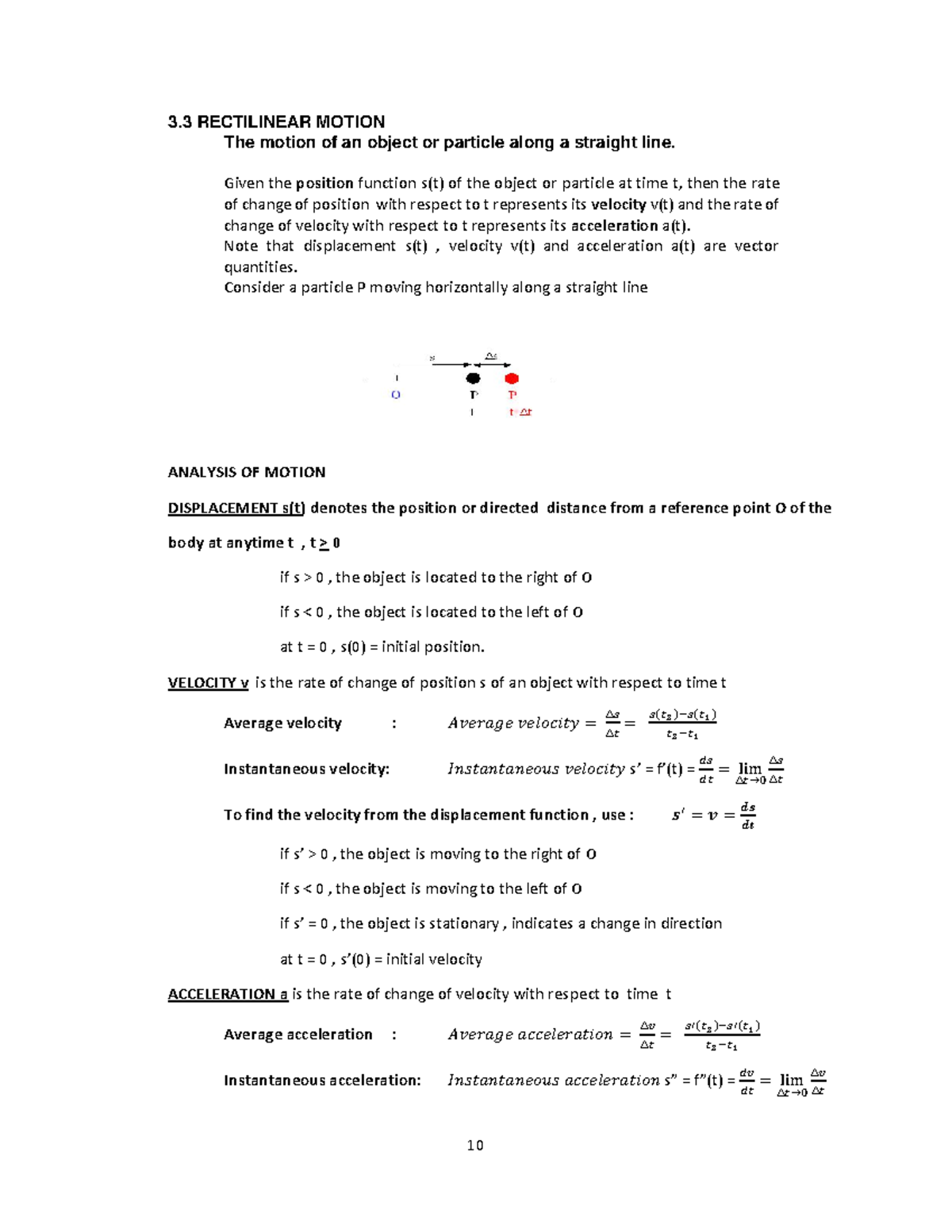 Module Unit3.3 Rectilinear%20Motion - 3 RECTILINEAR MOTION The motion ...