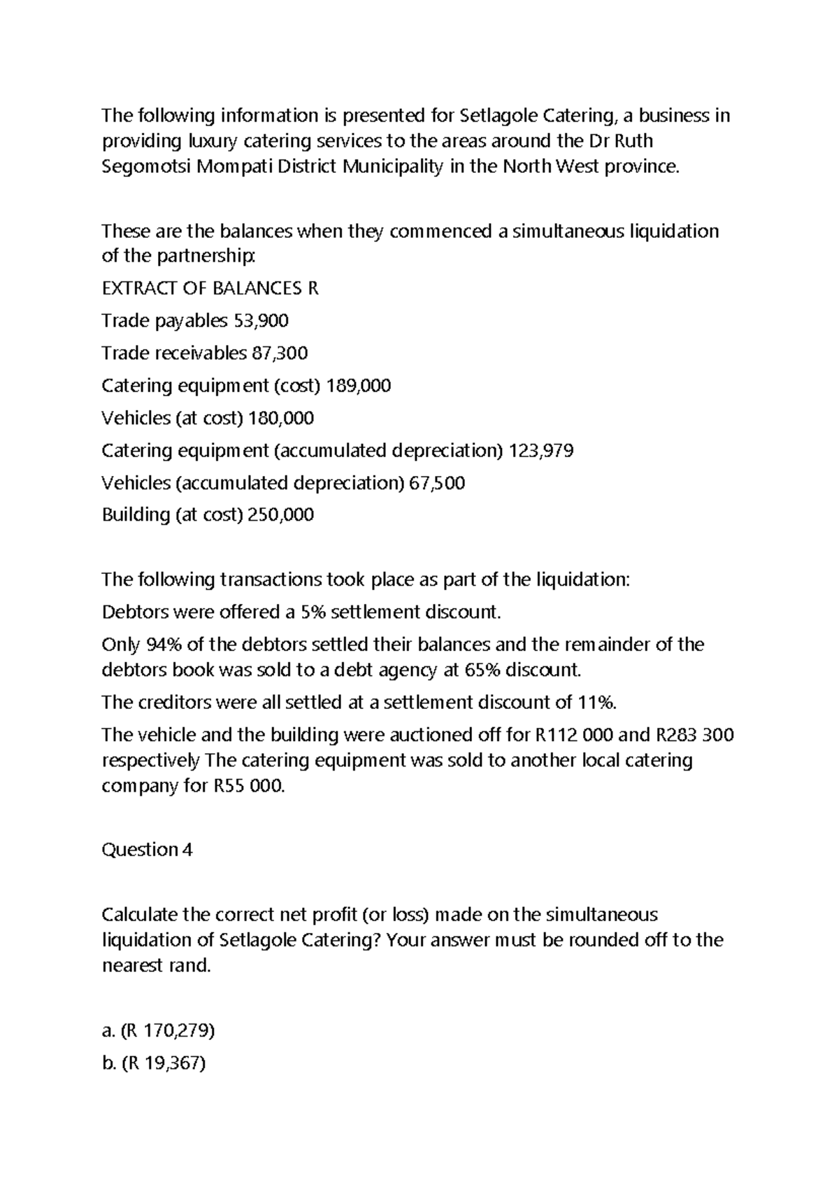 Financial assignment 2 - The following information is presented for ...