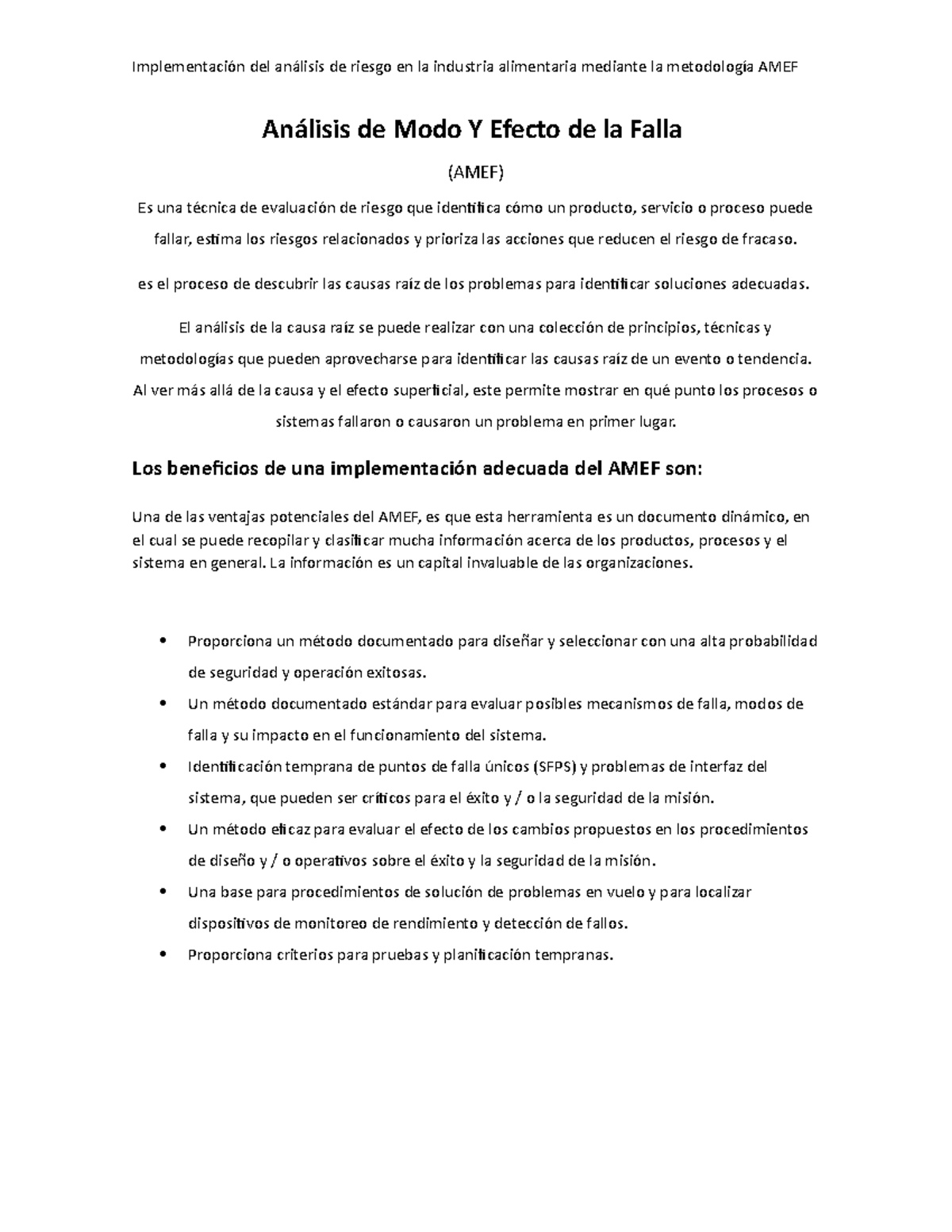 Amef - AMEF - Análisis de Modo Y Efecto de la Falla (AMEF) Es una ...