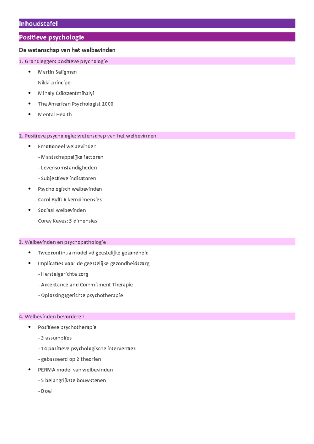 Inhoudstafel positieve - Inhoudstafel Positieve psychologie De ...
