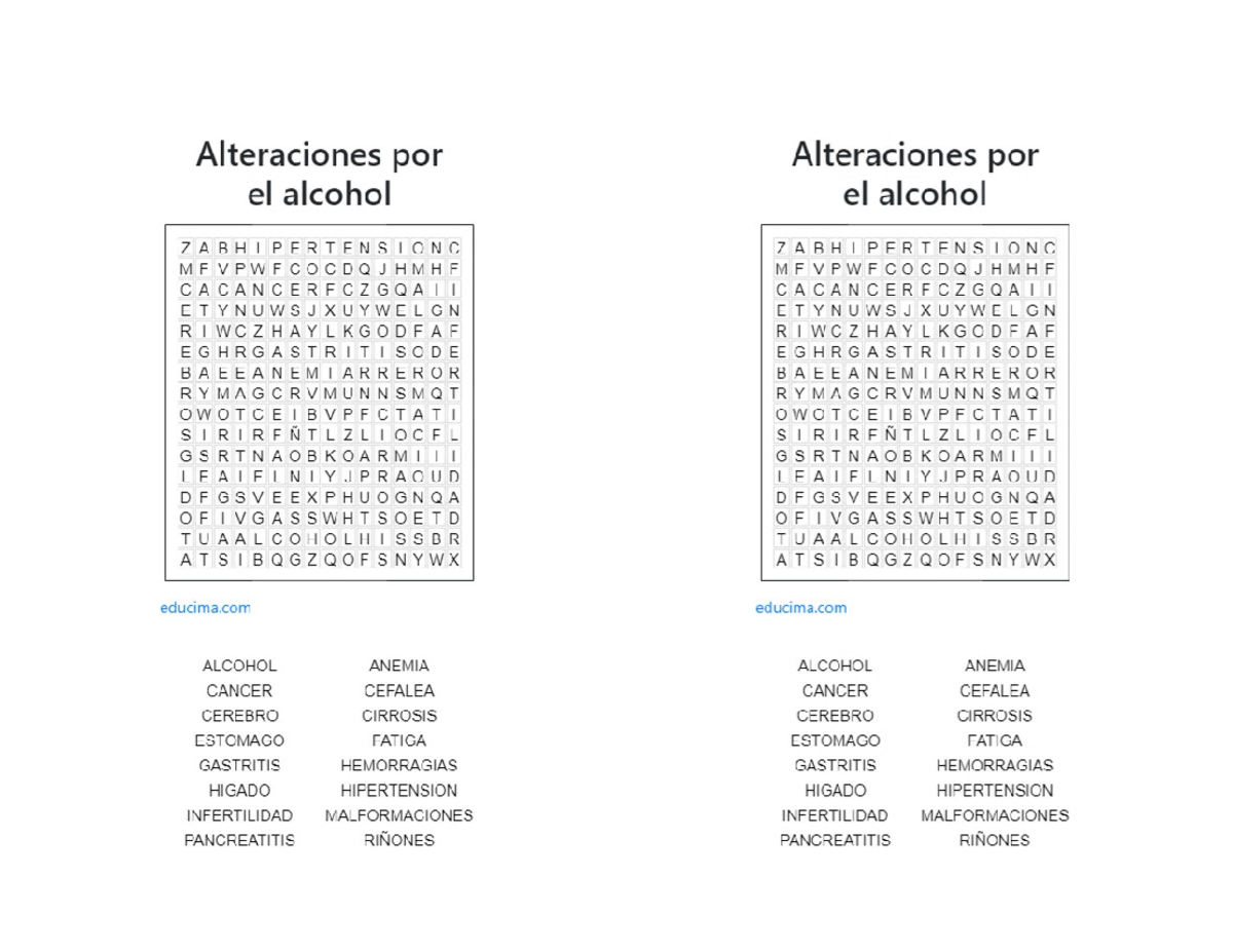 Prueba sopa de letras - Salud y Seguridad - Studocu