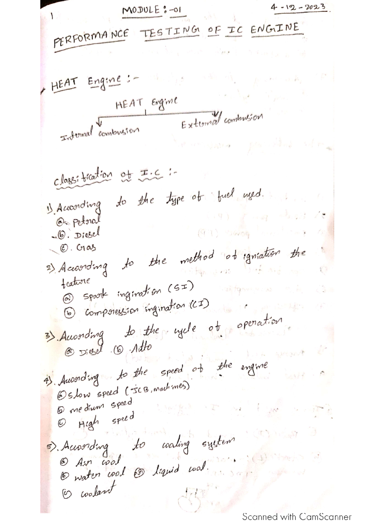 TFE 1 Module - MODULE I PERFORMANCE TESTING OF IC ENGINE HEAT HEAT ...