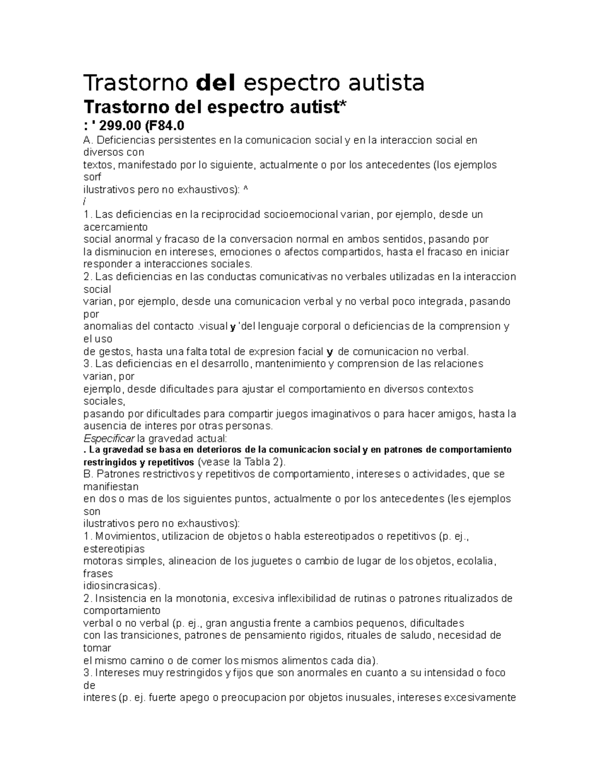 Trastorno del espectro autista - Deficiencias persistentes en la ...