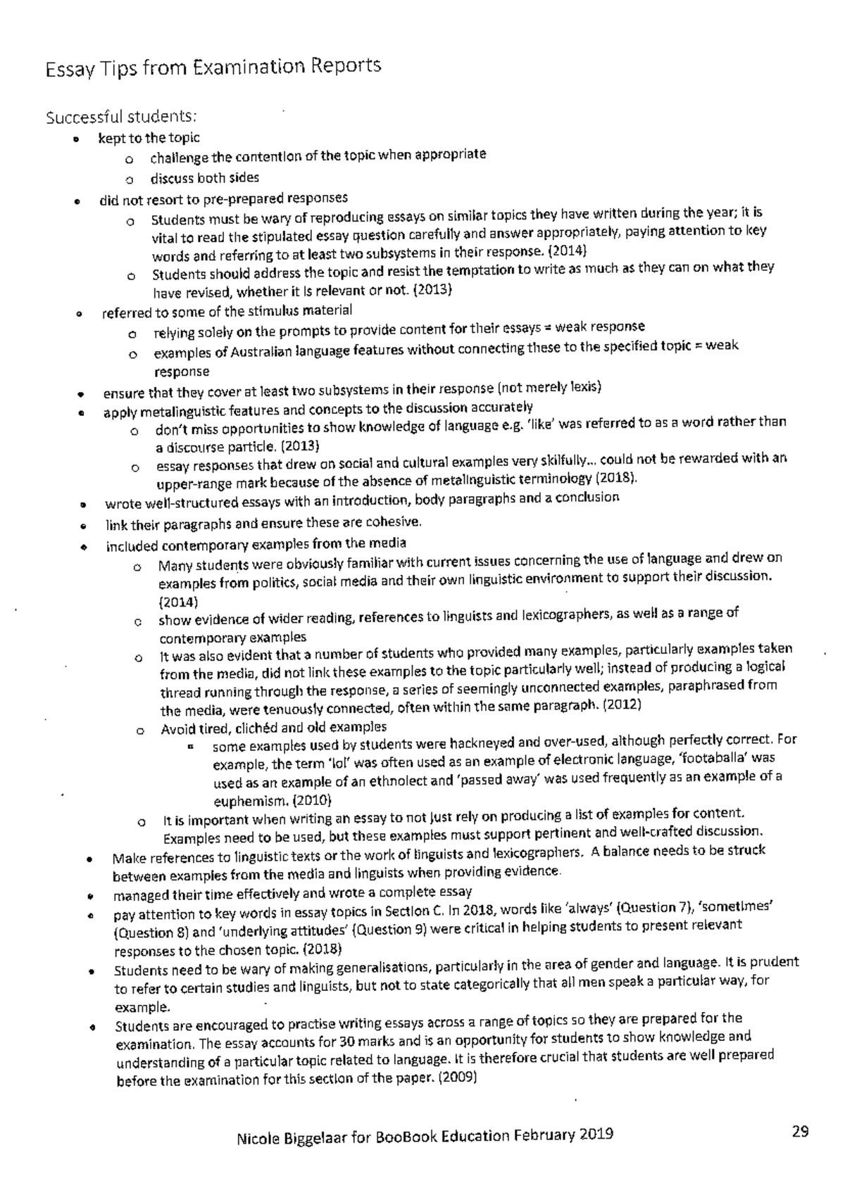 Essay tips from examiners and past essay questions from VCAA - Studocu