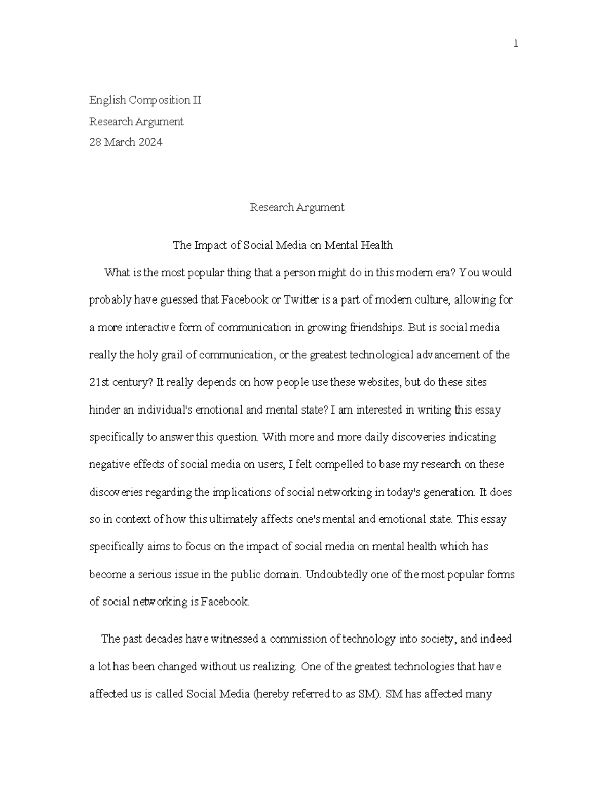 Researched Argument - Sophia courses - English Composition II Research ...