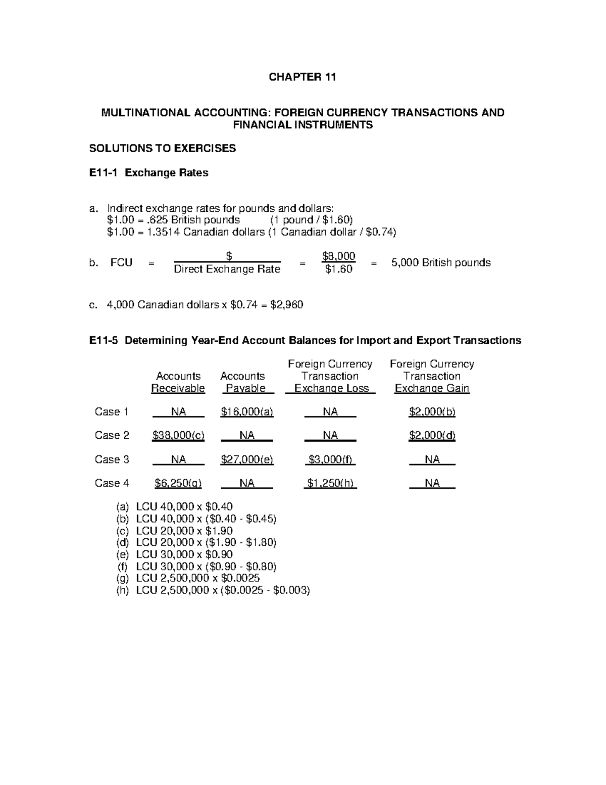 BACC675 Chapter 11 Solution Manual - CHAPTER 11 MULTINATIONAL ACCOUNTING: FOREIGN CURRENCY - Studocu
