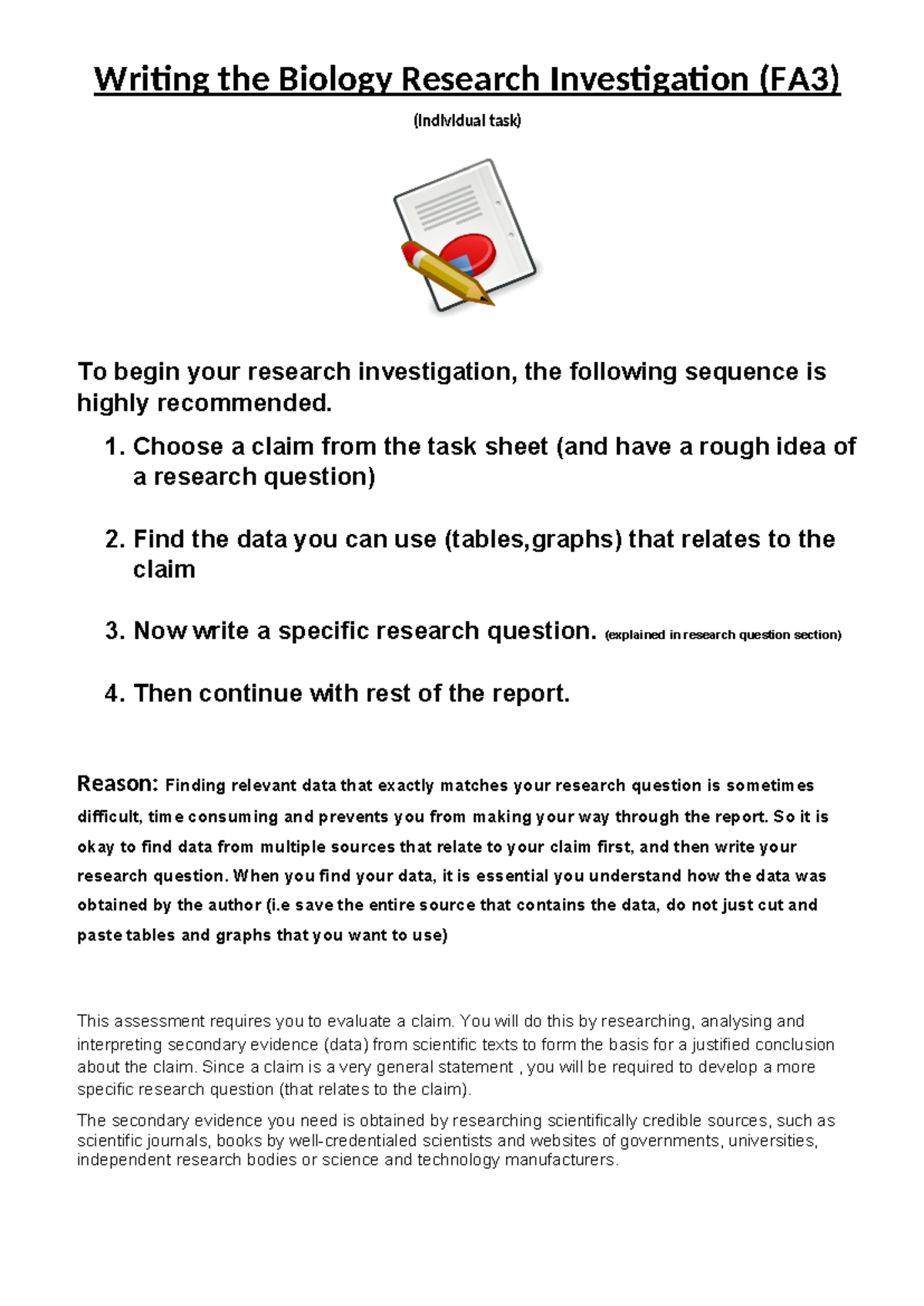How to write a research investigation - Writing the Biology Research ...