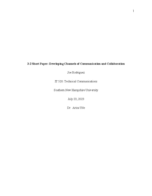 IT 520 Module One Short Paper Template - Module One Short Paper: Team ...