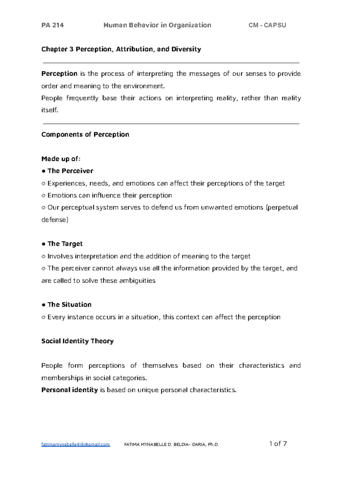 Chapter 3 Perception Attribution Diversity - Chapter 3 Perception, Attribution, and Diversity ...