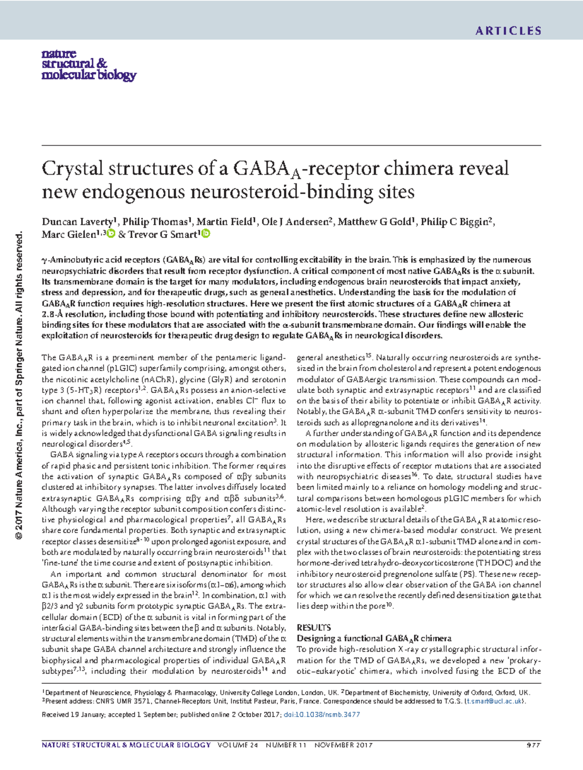 crystal structure of GABAa receptor - nature structural & molecular ...
