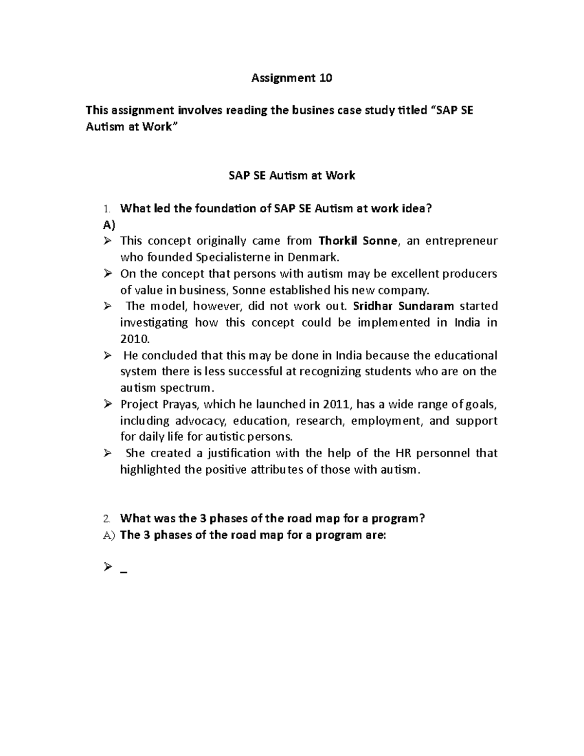 Assignment 11 - Case 2 - nothinh - Assignment 10 This assignment involves reading the busines ...
