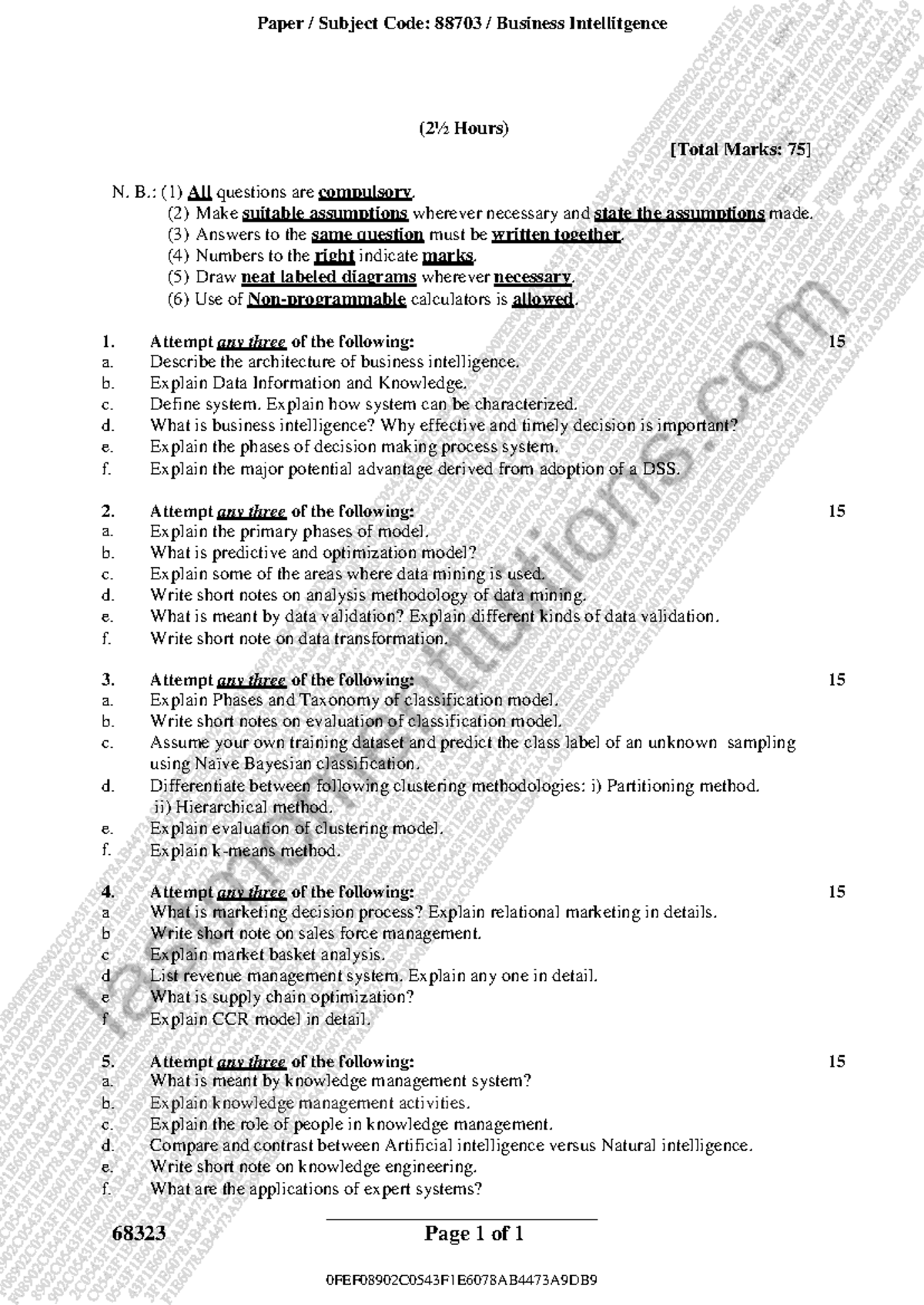 Tybsc-IT SEM6 BI NOV19 - sfc - Paper / Subject Code: 88703 / Business ...
