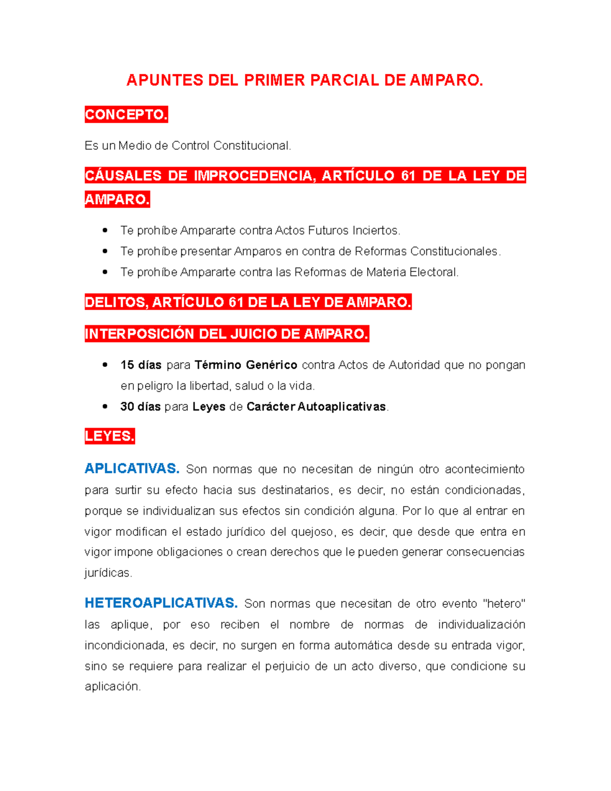 Apuntes Del Primer Parcial De Amparo Apuntes Del Primer Parcial De