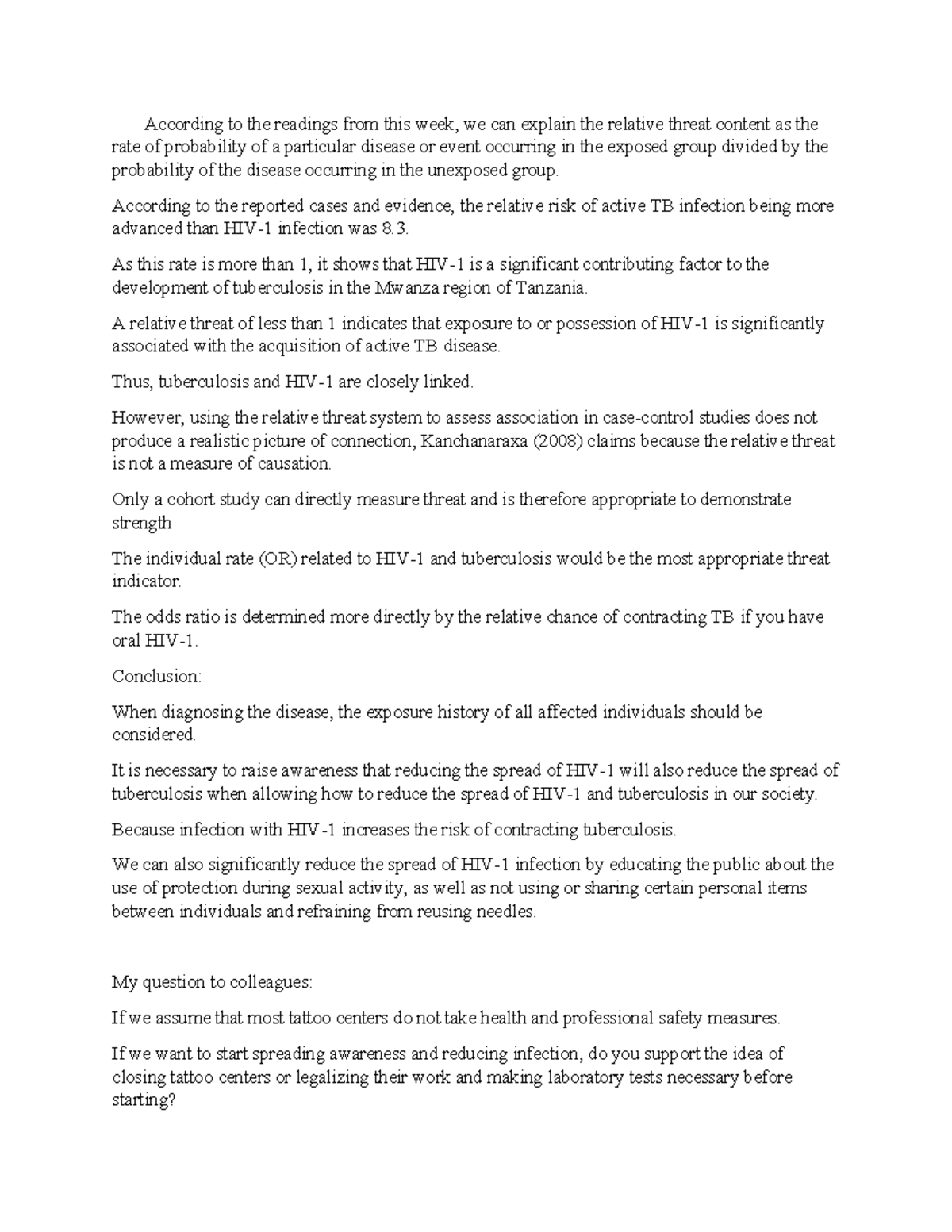Dis unit 555555 - Food - According to the readings from this week, we ...