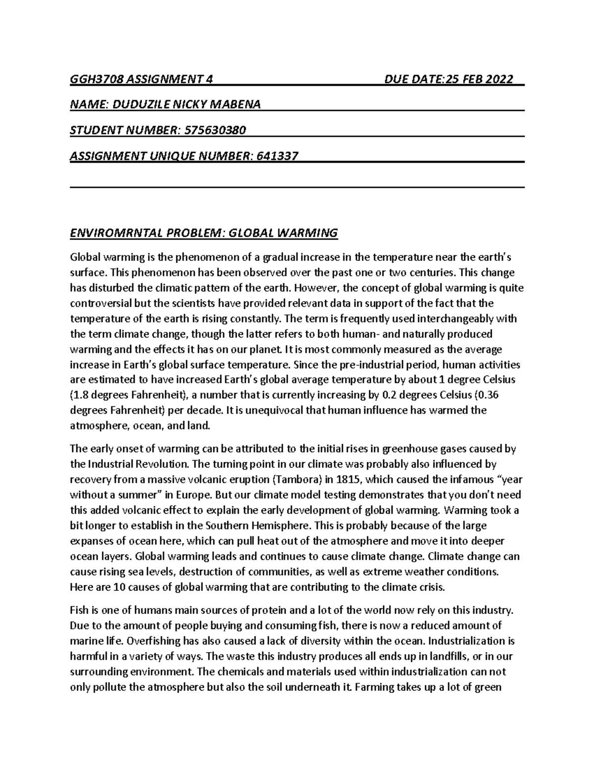 GGH3708 Assignment 4DUE DATE - GGH3708 ASSIGNMENT 4 DUE DATE:25 FEB 2022 NAME: DUDUZILE NICKY ...