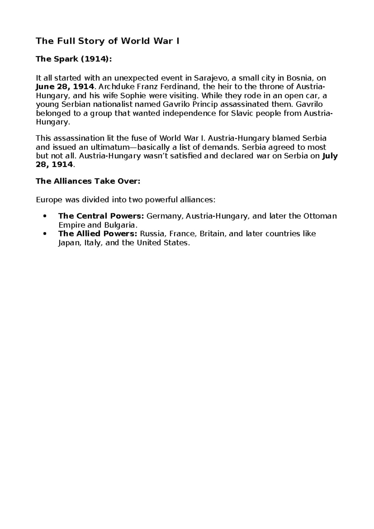 The Full Story of World War I - Archduke Franz Ferdinand, the heir to ...